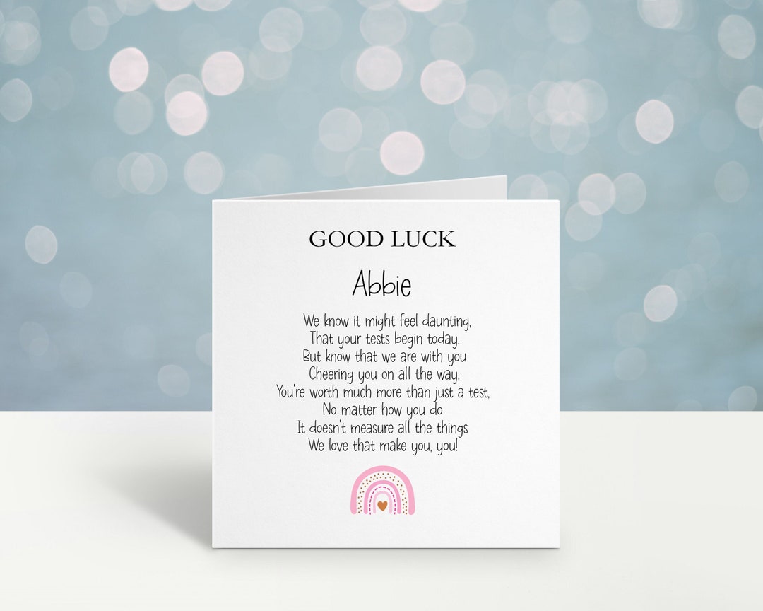 Personalised Good Luck in Your Tests Card, Good Luck in Your Exams ...