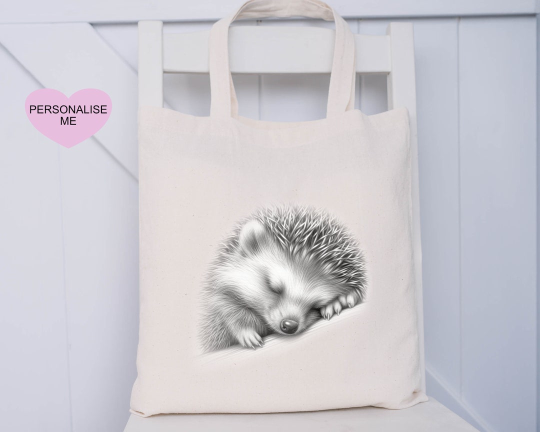 Hedgehog Tote Bag, Personalised Tote Bag, Hedgehog Design Luxury Tote ...