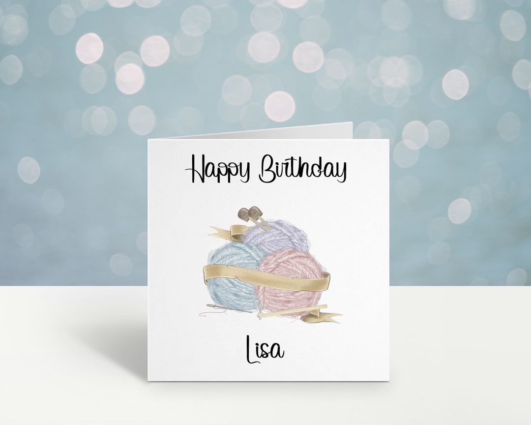 Knitting Birthday Card, Friend Birthday Card, Personalised Mum Birthday ...