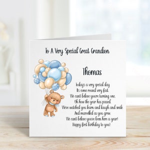 Grandson 1st Birthday Card, 1st Birthday Card for Grandson ...