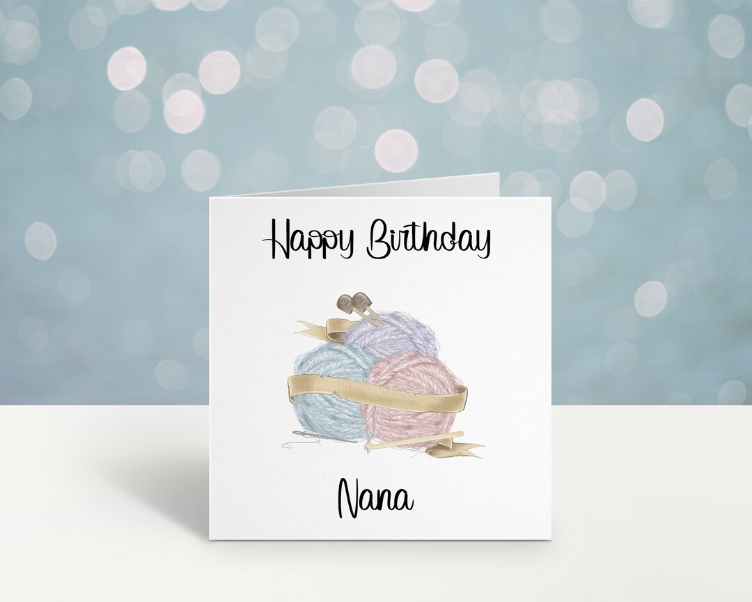 Knitting Birthday Card, Nannie Birthday Card, Personalised Mum Birthday ...