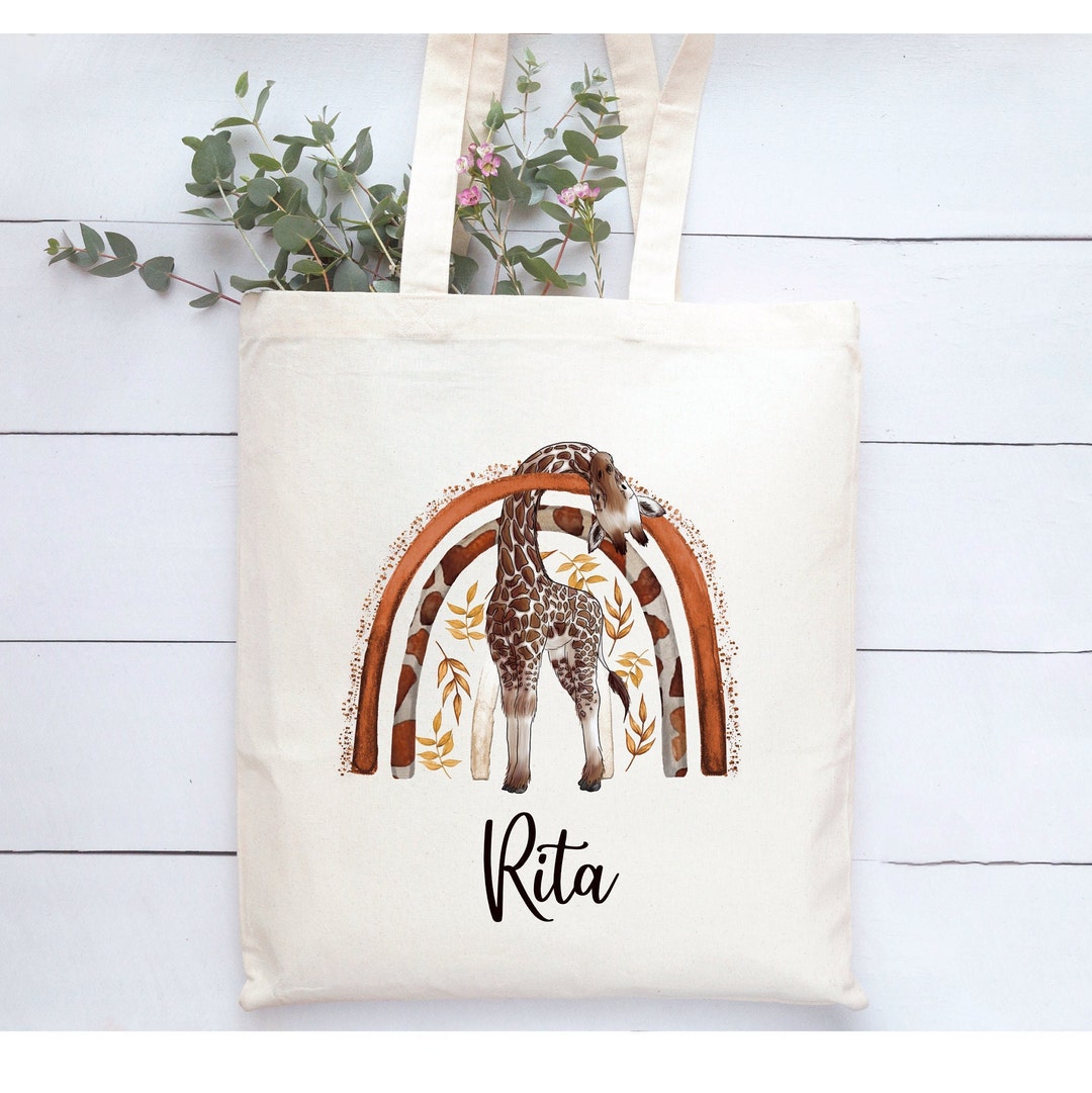 Giraffe Tote Bag, Personalised Giraffe Design Tote Bag, Personalised ...