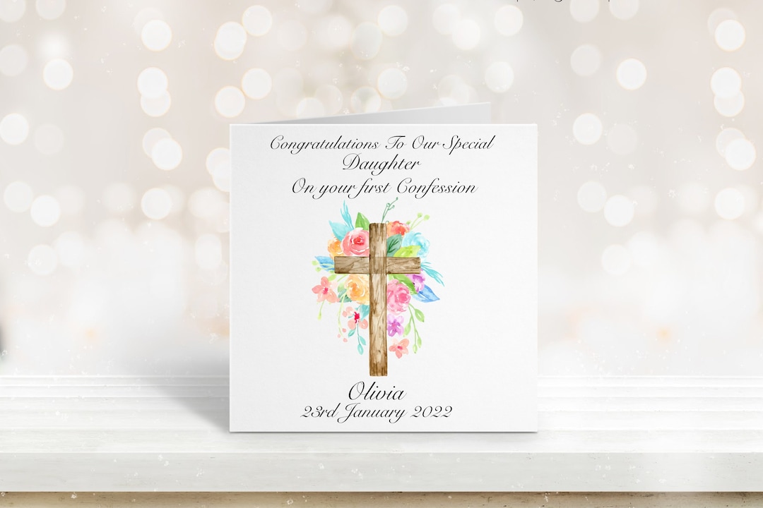 Confession Card, Personalised First Confession Card for Daughter ...