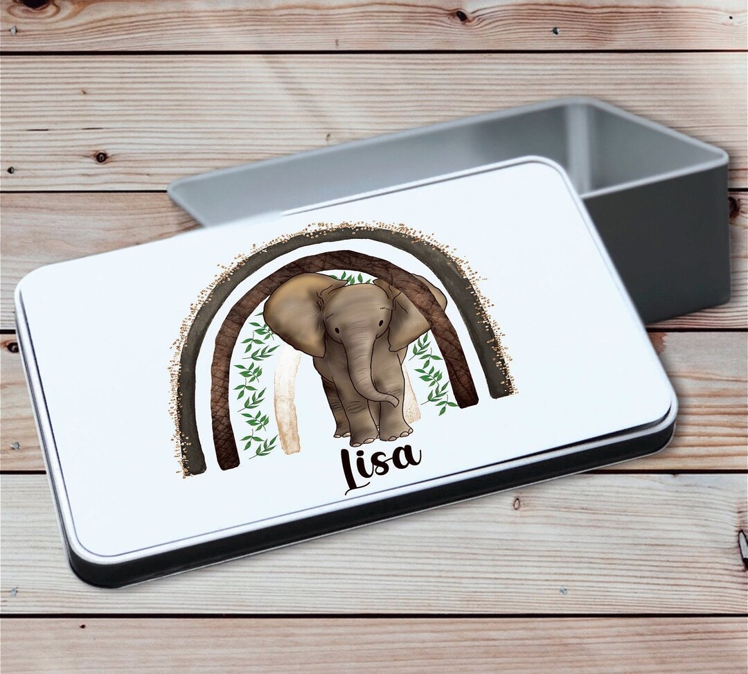 Sweet Treat Tin, Elephant Rainbow Design Metal Keepsake Tin, Gift for ...