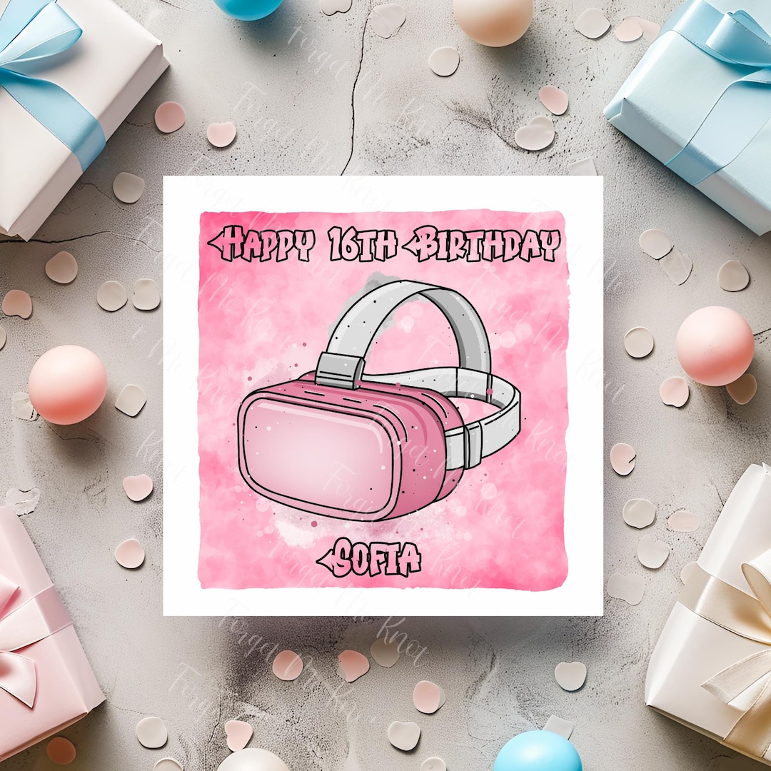 VR Headset Birthday Card – Virtual Reality Gamer Birthday Card – Funny ...