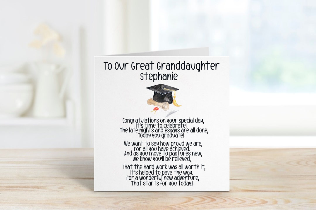 Great Granddaughter Graduation Card, Personalised Graduation Card for ...
