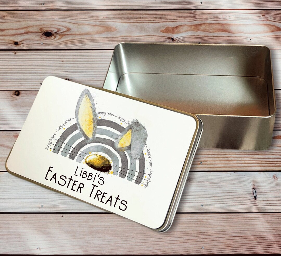 Easter Bunny Tin, Easter Keepsake Box, Personalised Easter Tin, - Etsy
