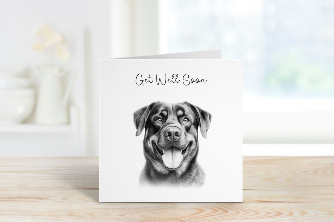 Get Well Soon Card, Dog Design Get Well Soon Card, Personalised Dog Get ...