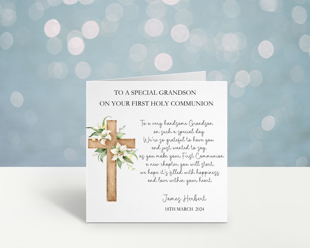Personalised Holy Communion Card, 1st Communion Card for Son, Communion ...