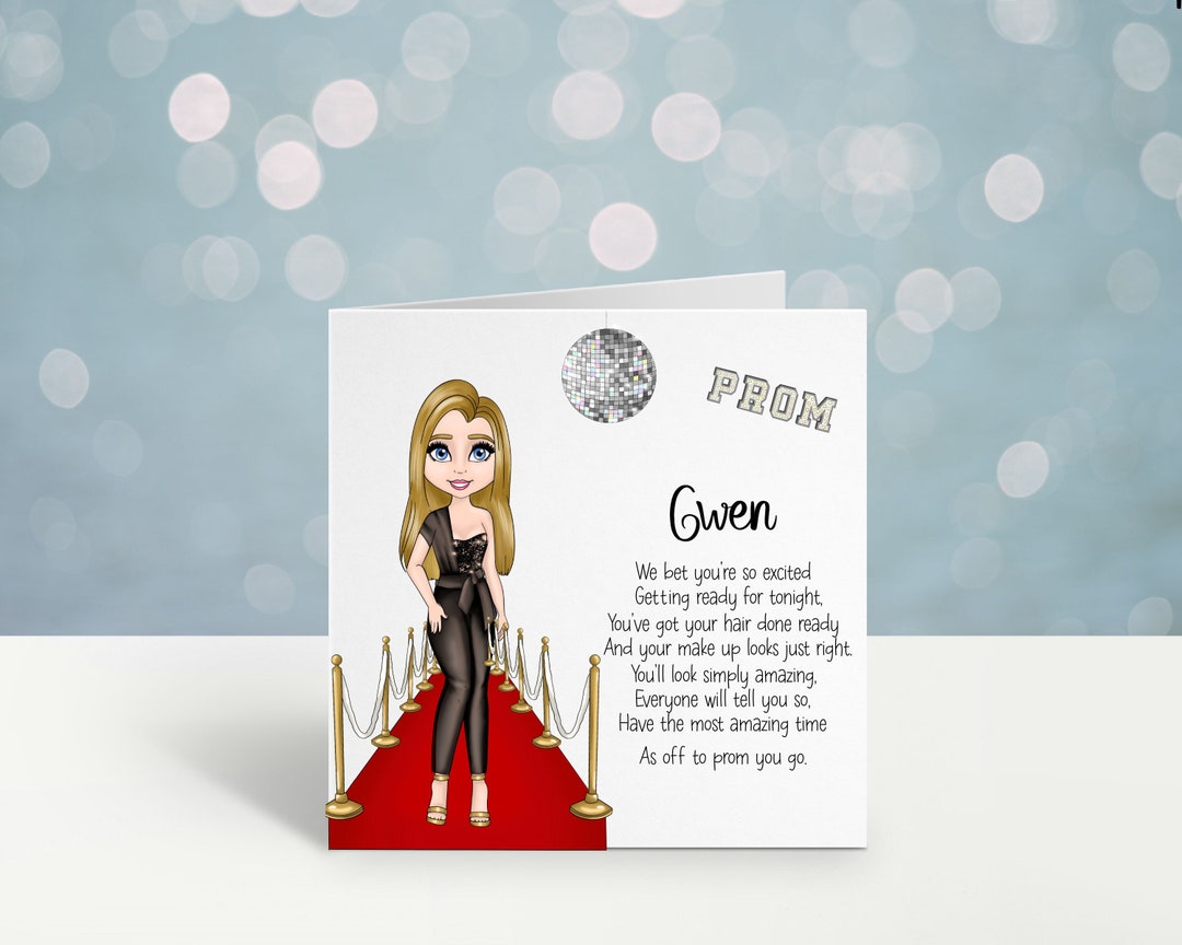 Prom Card, Personalised Card for Prom Night, Celebration Card, Prom ...