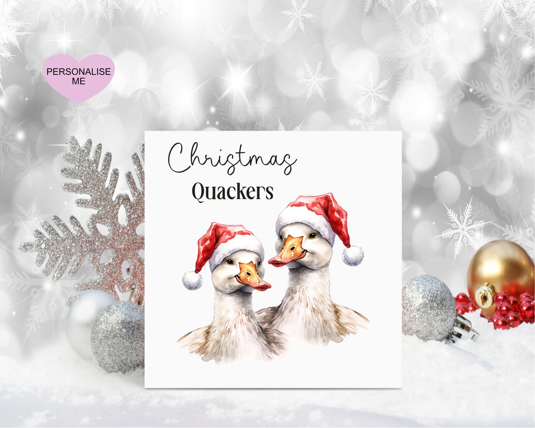 Christmas Quackers Christmas Card, Funny Duck Christmas Card, - Etsy