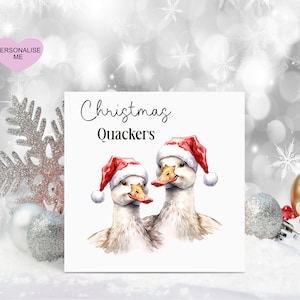Christmas Quackers Christmas Card, Funny Duck Christmas Card, - Etsy