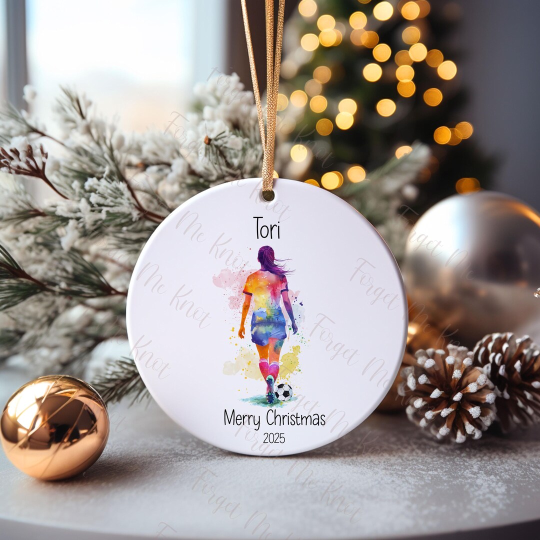 Football Christmas Tree Decoration, Personalised Female Football ...