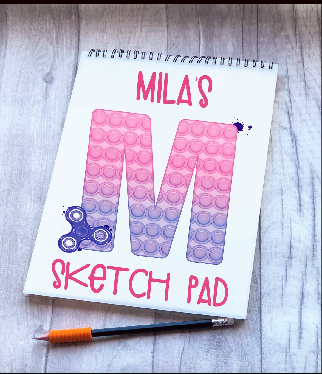Kids Personalised Sketch Pad, Poppit Fidget Children’s Sketch Pad ...