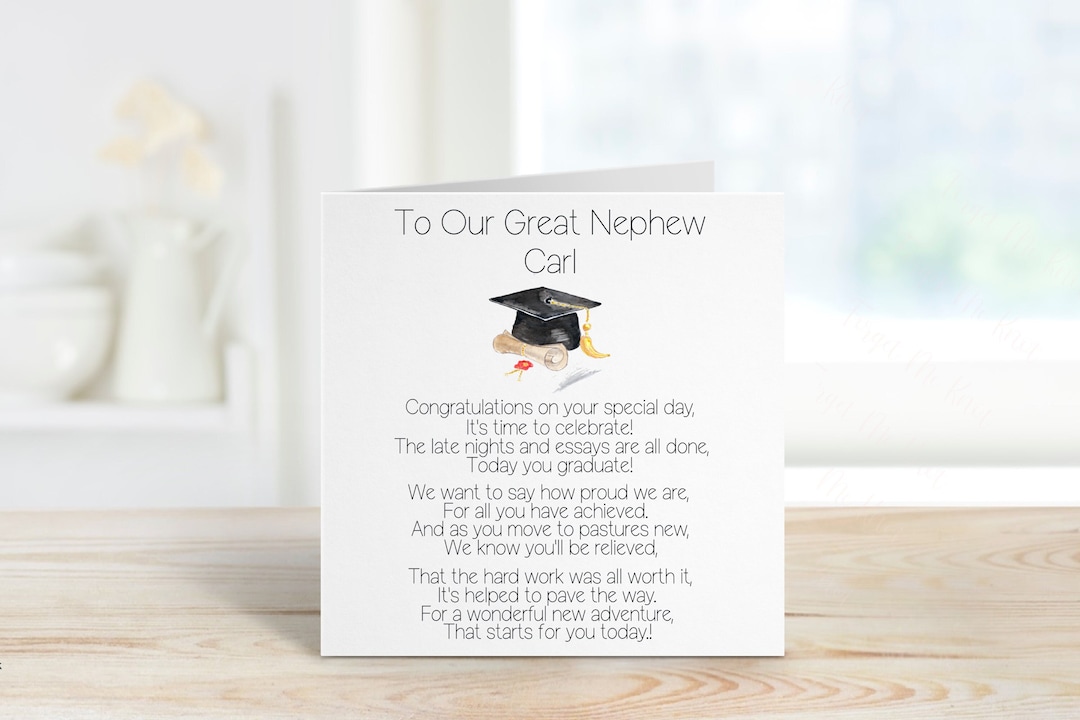 Personalised Great Nephew Graduation Card, Personalised Graduation Card ...