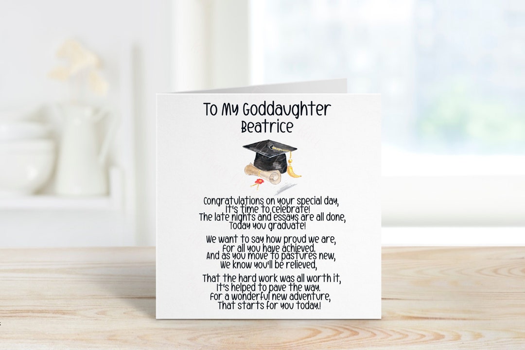 Goddaughter Graduation Card, Personalised Graduation Card for Her ...