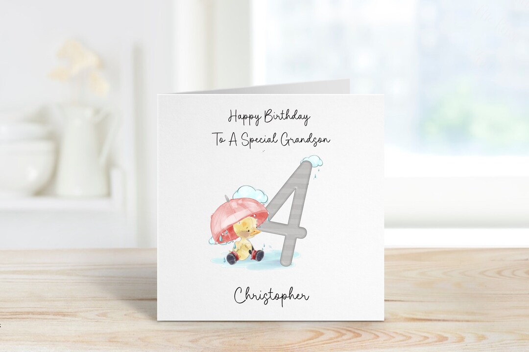 Grandson 4th Birthday Card, 4th Birthday Card for Grandson ...
