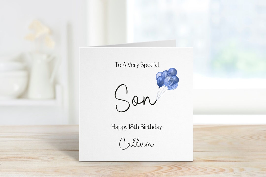 Son 18th Birthday Card, Personalised 18th Birthday Card for Boys, Any ...