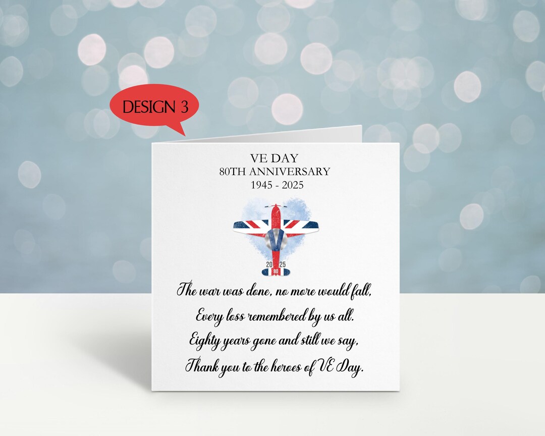 VE Day Gifts, VE Day 80 Card, VE Day Commemorative Keepsake Card, 80th ...