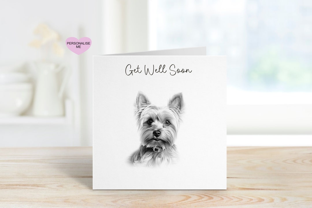 Get Well Soon Card, Dog Design Get Well Soon Card, Personalised Dog Get ...