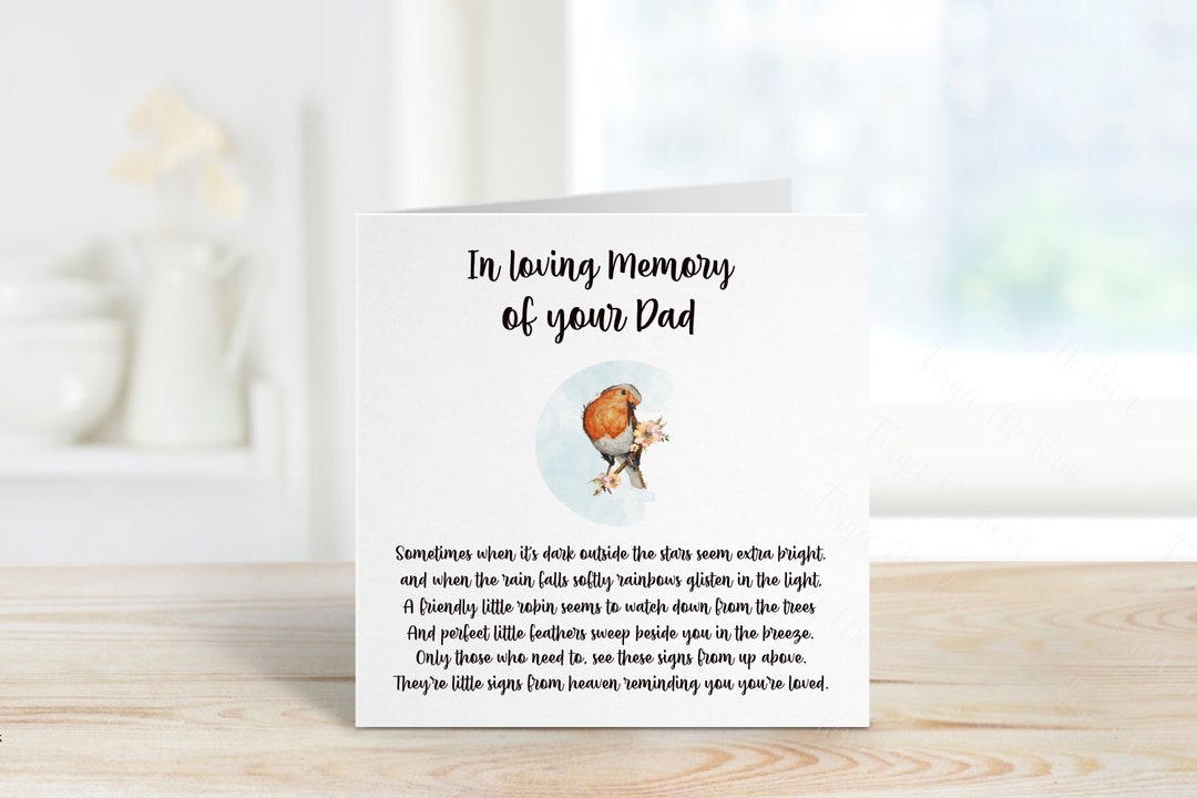 Sympathy Card for Dad, Remembrance Card, Lost Loved One Card, Robin ...