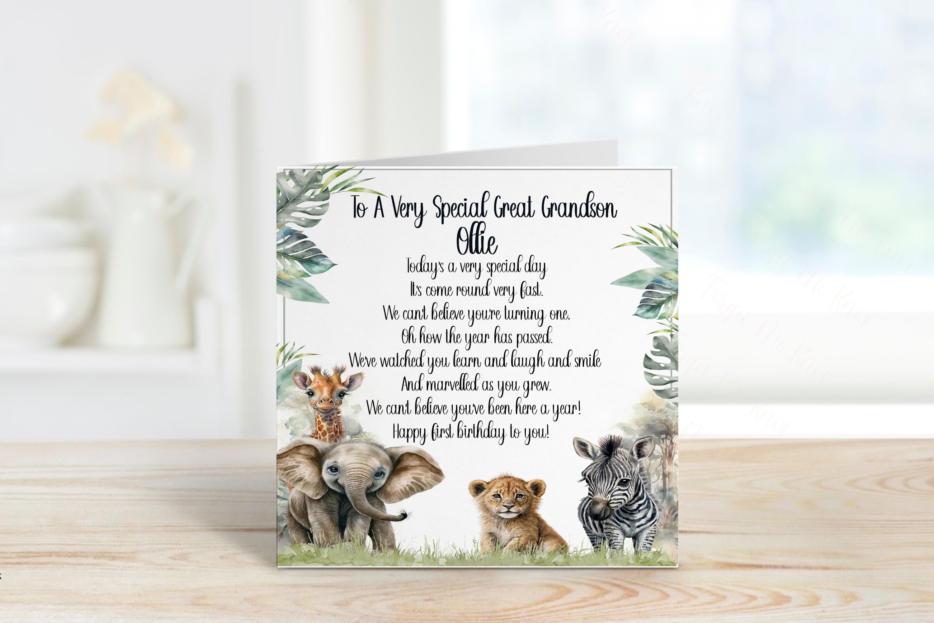 Great Grandson 1st Birthday Card 1st Birthday Card for Great Grandson Personalised Great Grandson 1st Birthday Card Etsy