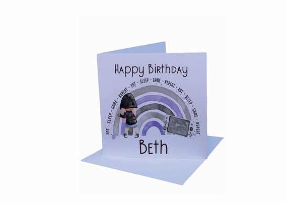 Personalised Gamer Birthday Card Girl Birthday Card | Etsy
