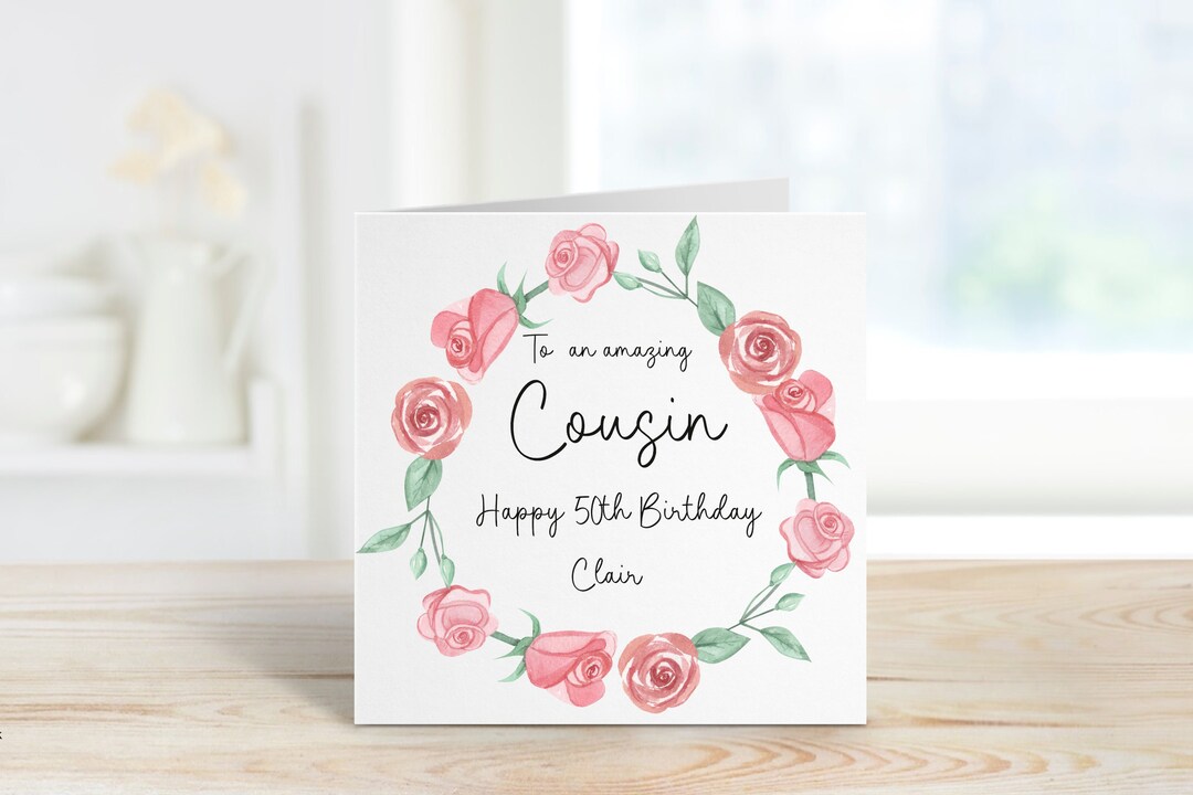 Personalised Cousin Birthday Card, Birthday Card for Cousin, Birthday Cards for Her, Any Age ...