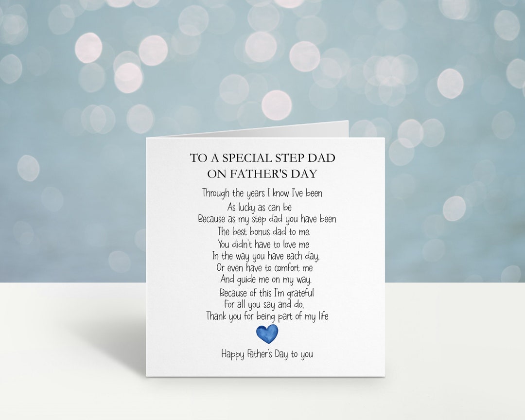 Step Dad Fathers Day Card, Fathers Day Card for Step Dad, Father's Day ...