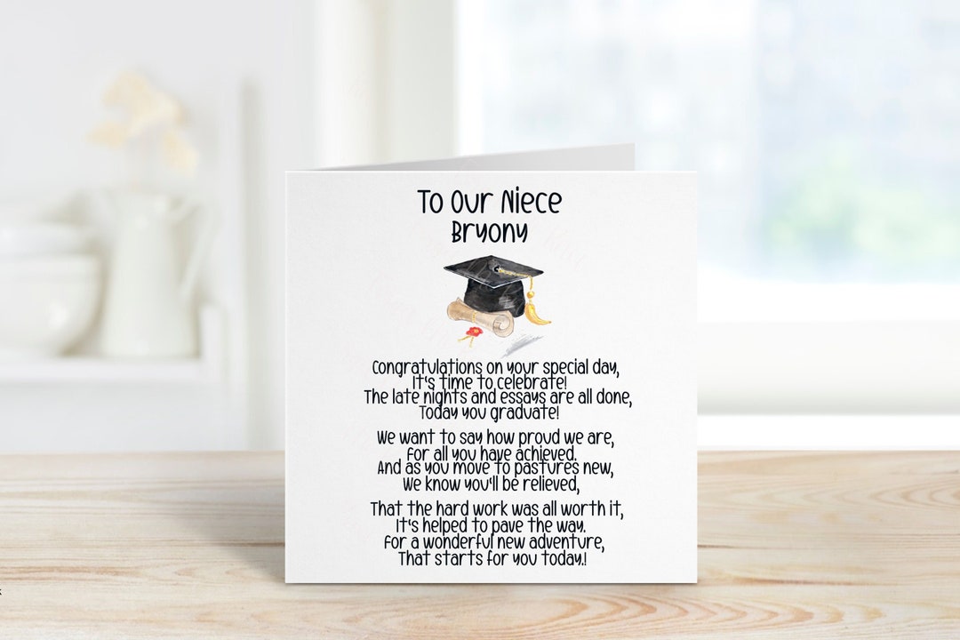 Niece Graduation Card, Personalised Graduation Card for Her, Graduation ...