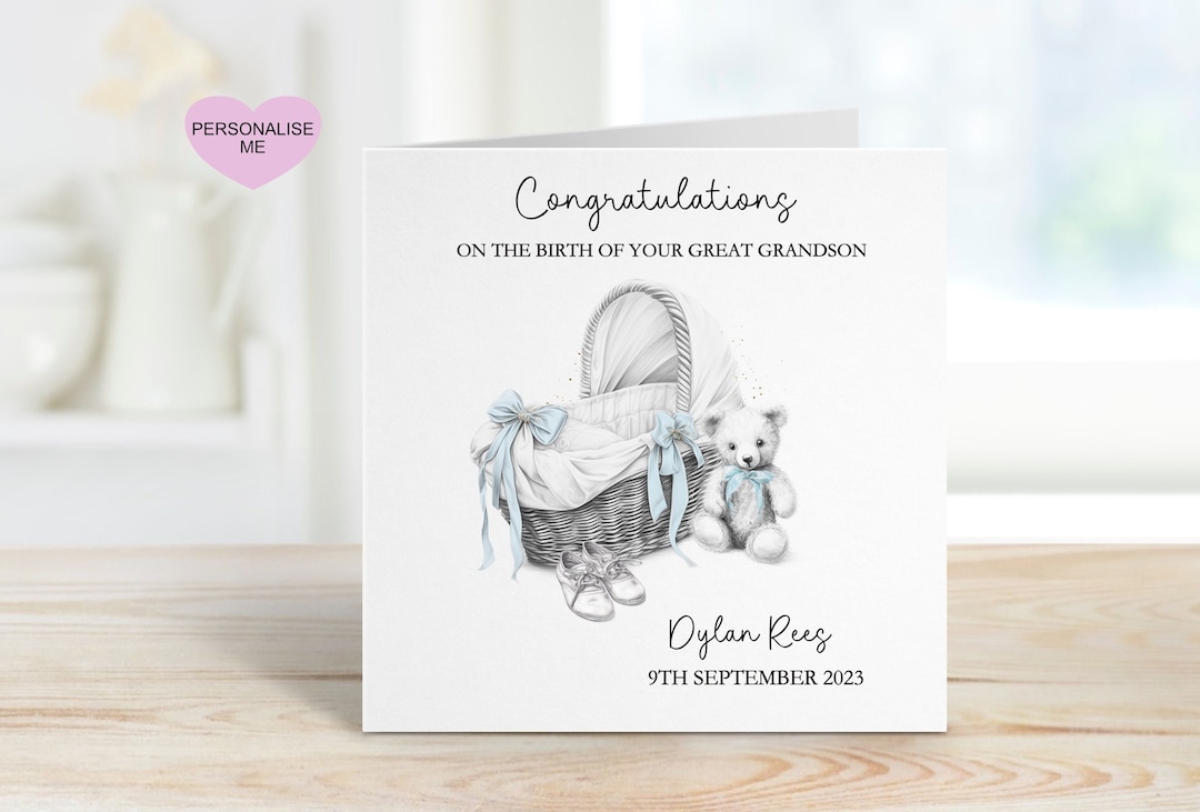 New Baby Great Grandson Card, Welcome to the World, Baby Boy Card ...