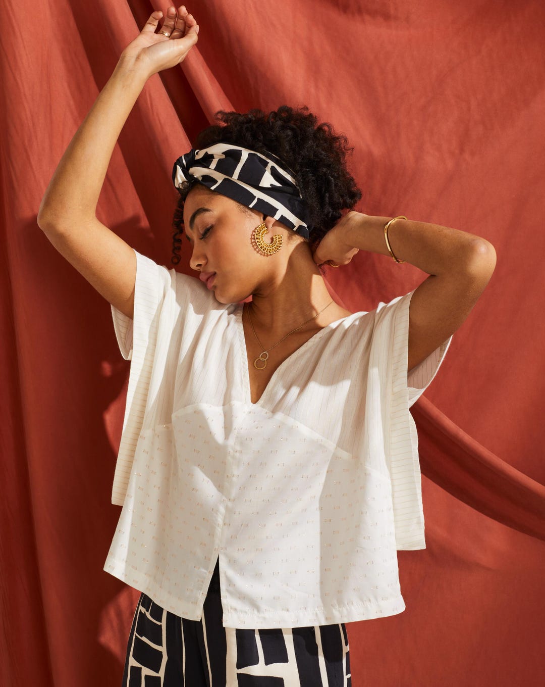 Tyrece Graphic Black and White Geometric Shape Print Wrap Headband - Etsy