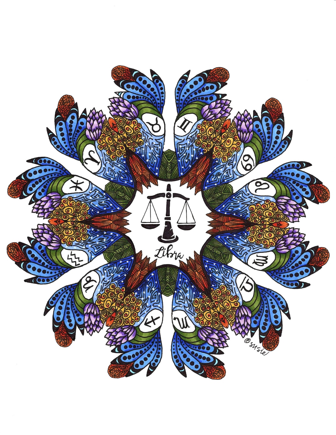 Zodiac Libra Art Print, Zodiac Art Print, Astrological Print, Horoscope ...