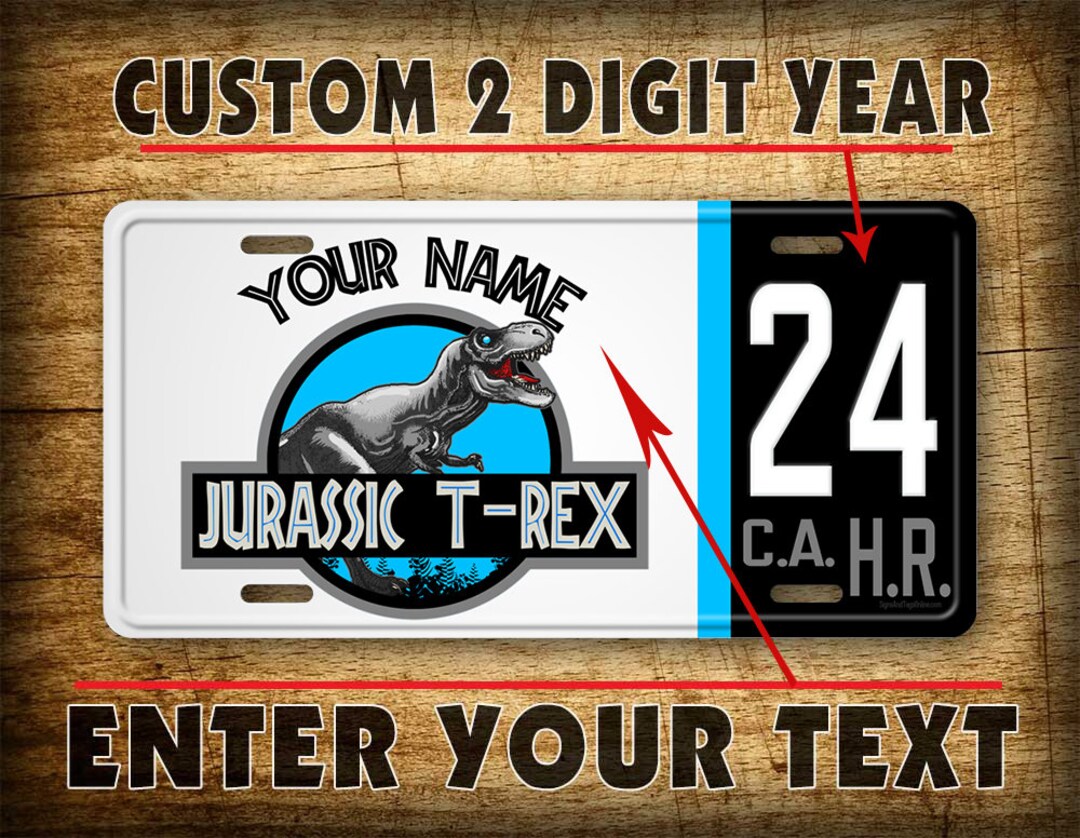 Custom Jurassic T-rex 6x12 License Plate Personalized Jurassic - Etsy ...