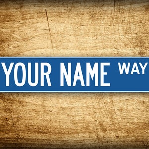 Personalized 4x18 Blue Street Sign ANY TEXT Customized Decorator Road ...