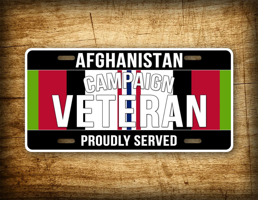 Afghanistan Campaign Veteran License Plate Proudly Served Patriotic ...