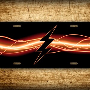 Flash Black Lightning Bolt License Plate Lightening Streak Aluminum ...