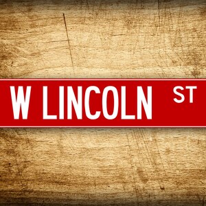 Personalized 4x18 Red Street Sign ANY TEXT Customized Decorator Road ...
