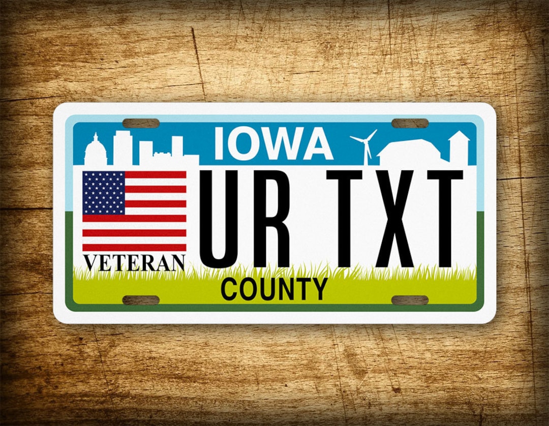 Personalized Iowa State American Flag Veteran Custom 6x12 Novelty IA ...