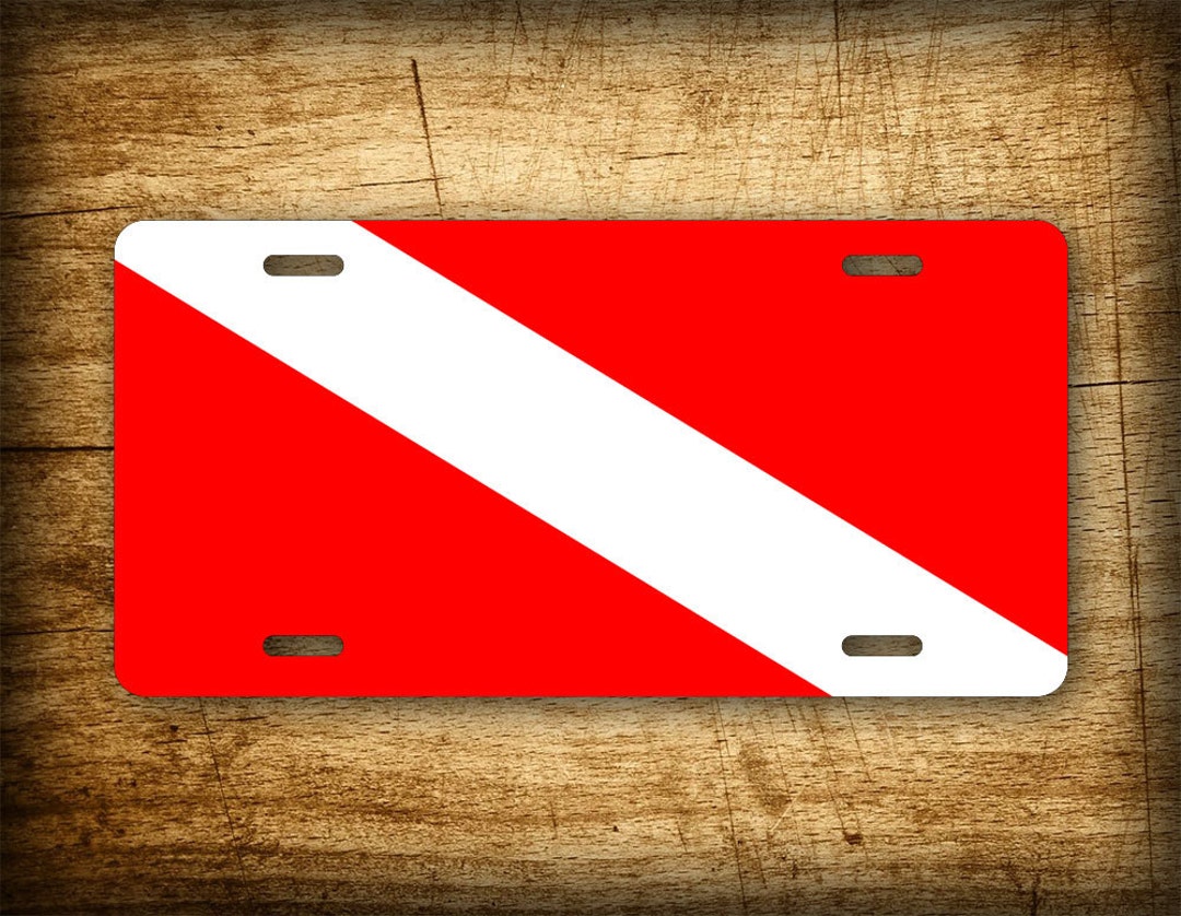 Scuba Dive Flag Red & White License Plate Diver's Stripe Auto Tag 6x12 ...