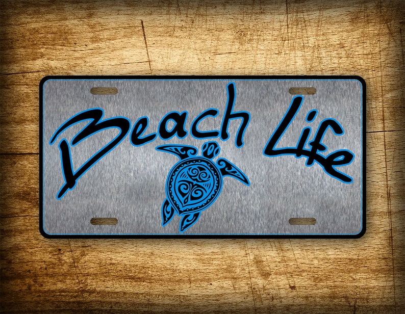 Beach Life Sea Turtle License Plate Silver and Blue Ocean - Etsy