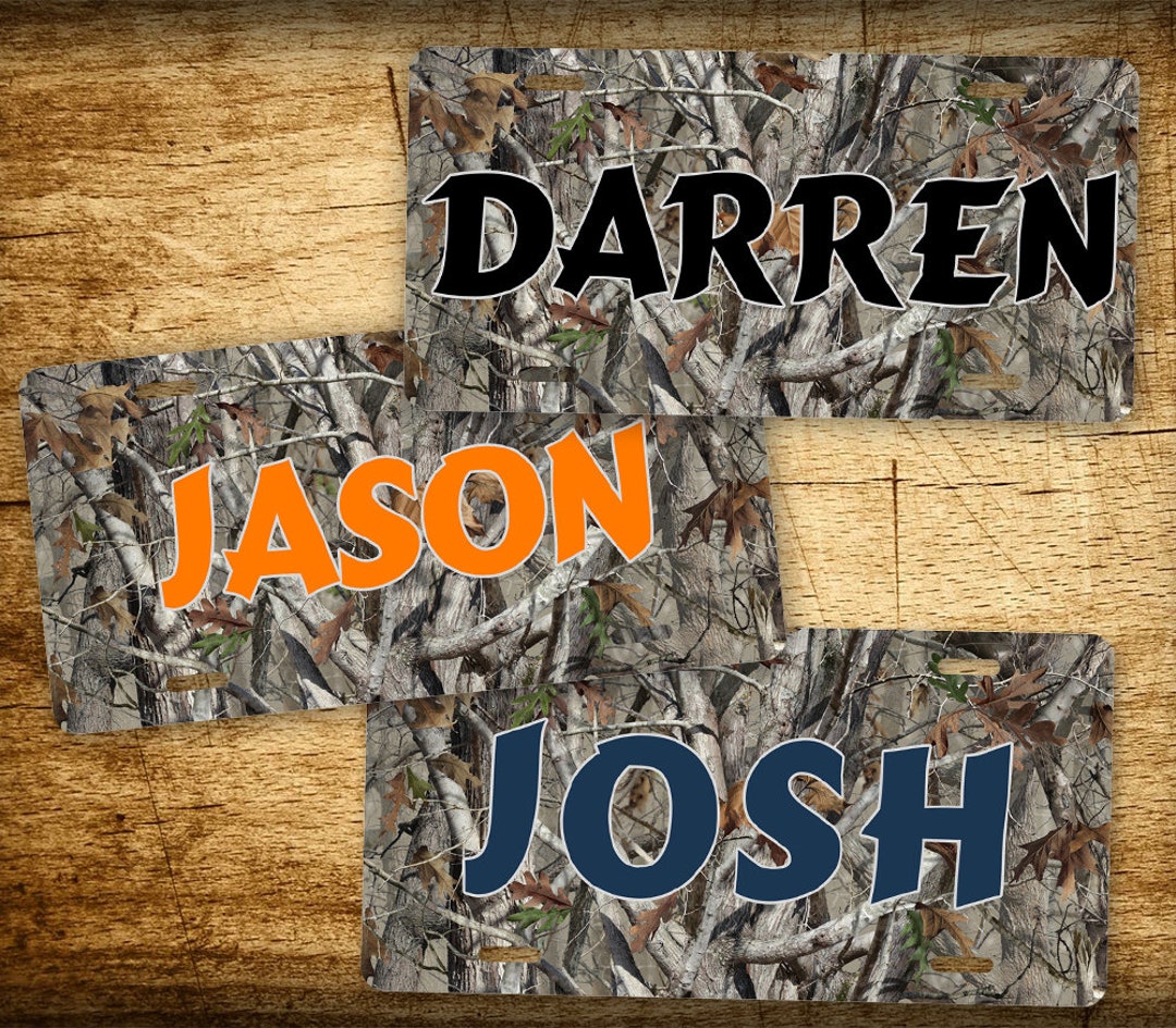 Personalized Camo Hunting License Plate Buck Deer Doe Duck Camouflage ...