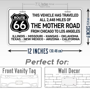 Route 66 License Plate 6x12 This Vehicle Has Traveled ALL 2448 Miles of ...
