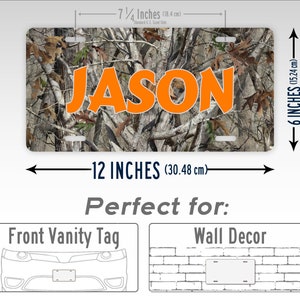 Personalized Camo Hunting License Plate Buck Deer Doe Duck Camouflage ...