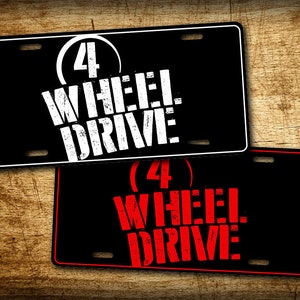 4 Wheel Drive License Plate 4x4 Vehicle Auto Tag 6x12 Red or White - Etsy