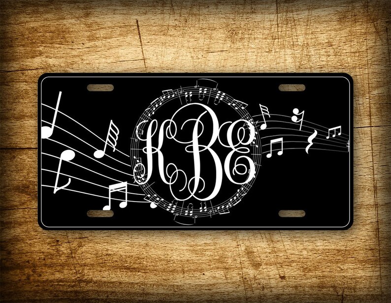 Music Notes Monogram License Plate Pink Turquoise or White | Etsy