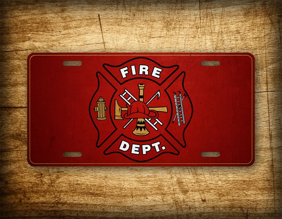 Firefighter Gift License Plate Fire Department Logo Auto Tag 6x12 - Etsy