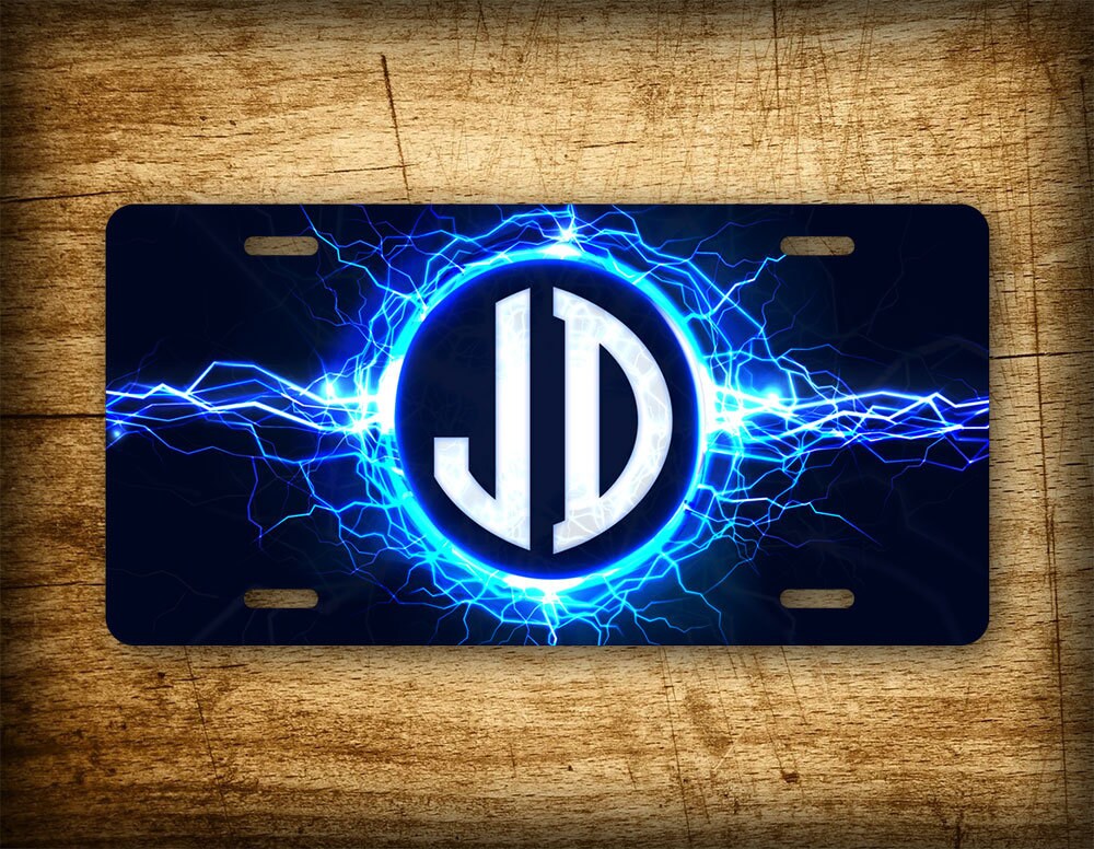 Lightning Monogram License Plate Custom Electric Monogrammed - Etsy