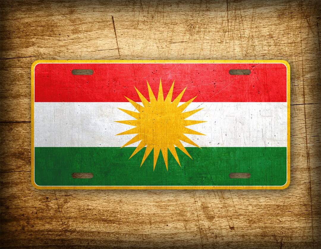 Kurdistan Flag License Plate Kurd Auto Tag 6x12 Metal Aluminum - Etsy