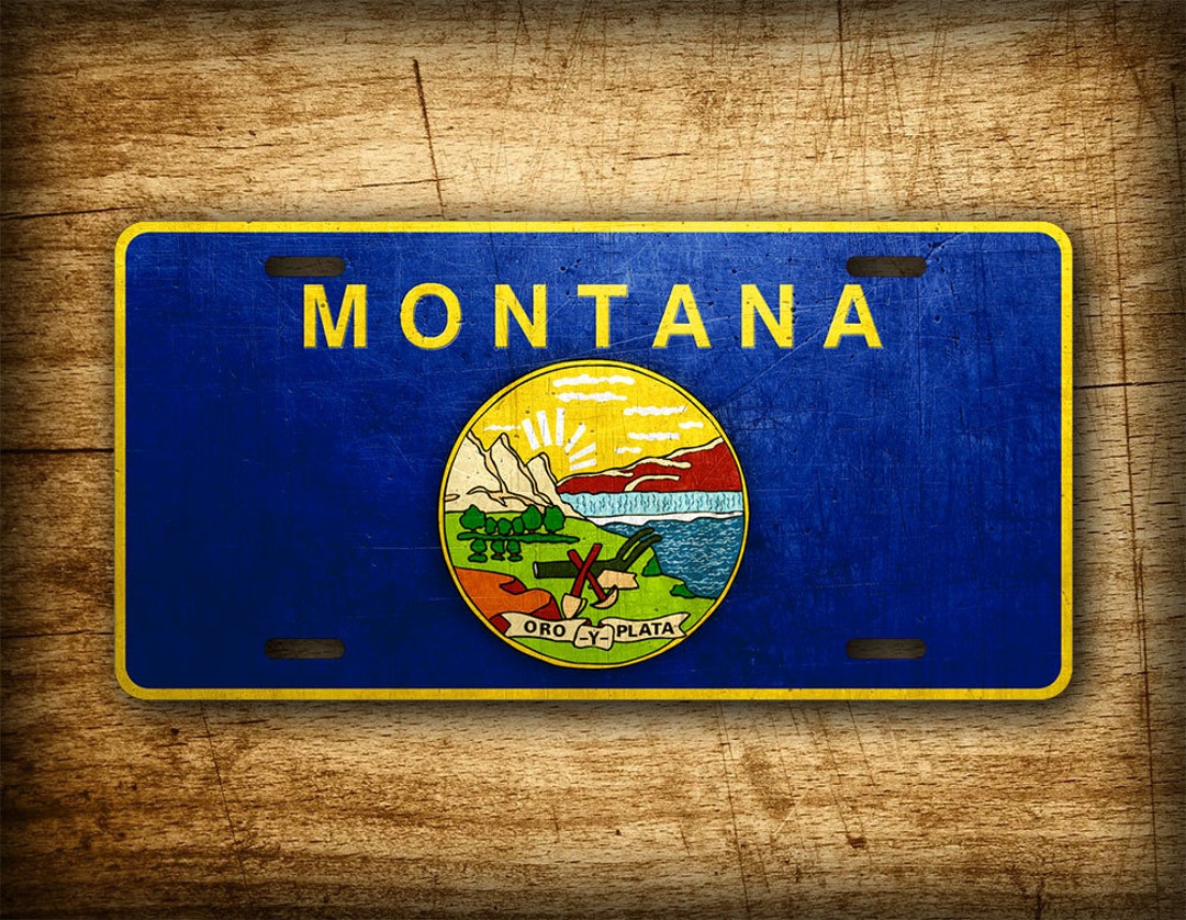 Montana State Flag License Plate MT Official Flag Symbol Auto Tag 6x12 ...
